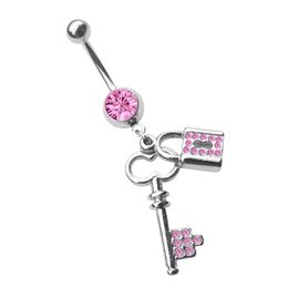 Adelia&acute;s ADELIA ́S Damen Bauchnabelpiercing "Piercing Piercing Bauchnabelpiercing", pink, Chirurgiestahl, Piercings, 316l Stahl Banane - mit Schloss Schl&uuml;ssel