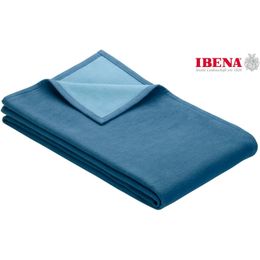 Wohndecke Ibena, B:140cm L:200cm, blau, Baumwolle, Wohndecken, "Cotton Pur", in trendigen Farben