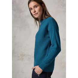 Cecil Damen Stehkragenpullover, blau, Gr. XL, meliert, Strick, Obermaterial: 68% Polyester, 32% Baumwolle, Pullover, in melierter Optik aus softem