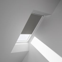 Velux Verdunklungsrollo "DKL MK06 0705SWL", MK06, stufenlos positionierbar, grau, Kinderzimmer, Rollos, wei&szlig;e F&uuml;hrungsschienen & Griffleiste