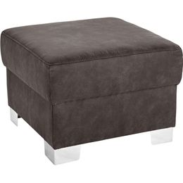 Hocker DOMO collection, B:59cm H:43cm T:59cm, grau, Wohnzimmer, Hocker, "Anzio", wahlweise mit Federkern
