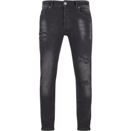 2Y Premium Herren Bequeme Jeans "2Y Premium Herren 2Y Tapered Fit Jeans"schwarz, Gr. 31, unifarben, 97% Baumwolle, 3% Elasthan, Jeans