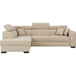 Ecksofa Home Affaire, B:267cm H:95cm T:198cm, beige, Struktur fein (100% Polyester);Struktur (100% Polyester);Samtstruktur (100% Polyester),