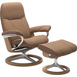 stressless "Consul" Set, Relaxsessel mit Hocker, mit Hocker, mit Signature Base, Gr&ouml;&szlig;e S, Gestell Eiche