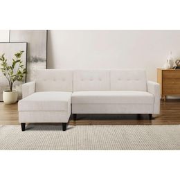 Ecksofa DOREL HOME, B:213cm H:83cm T:154cm, beige, Wohnzimmer, Sofas, "Hartford II", mit Bettfunktion und Stauraum, Recamiere beidseitig montierbar