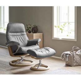 Fu&szlig;hocker stressless, B:57cm H:42cm T:40cm, grau, Leder BATICK: BATICK ist ein leicht korrigiertes, durchgef&auml;rbtes und genarbtes M&ouml;belleder, bei dem