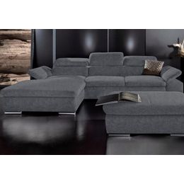 Sit & More Ecksofa SIT & MORE, B:286cm H:73cm T:174cm, grau, Struktur;Luxus-Kunstleder;Primabelle-Microfaser, Wohnzimmer, Sofas, "Alcudia L-Form", wahlweise mit