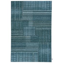 Teppich Tom Tailor HOME, B:140cm H:5mm L:200cm, blau, Baumwolle, Kunstfaser, Wohnzimmer, Teppiche, "Stripy Pat", Flachgewebe, modernes