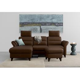 Sit & More Ecksofa SIT & MORE, B:250cm H:87cm T:163cm, braun, 100% Polyester, Wohnzimmer, Sofas, "Mellum L-Form", Federkern, wahlweise mit Bettfunktion,