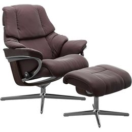 stressless "Reno" Set, Relaxsessel mit Hocker, mit Hocker, mit Cross Base, Gr&ouml;&szlig;e S, M & L, Holzakzent Wenge