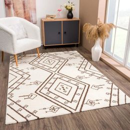 Teppich Carpet City, B:140cm H:10mm L:200cm, beige, Polyester, Wohnzimmer, Teppiche, "April 2291", L&auml;ufer, weich durch Microfaser, Boho Ethno Look,