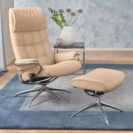 stressless "London" Set, Relaxsessel mit Hocker, mit Hocker, High Back, mit Star Base, Gestell Chrom