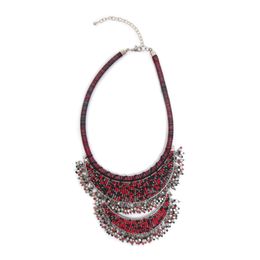 Damen Statementkette "Lucia", rot, Collezione Alessandro, Glas, Halsketten, Kette mit tausend Perlen