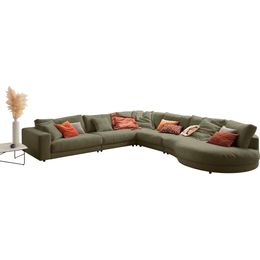 Ecksofa 3C CANDY, B:225cm H:86cm T:395cm, gr&uuml;n, 100% Polyester, Wohnzimmer, Sofas, "Enisa II, bequem und komfortabel, Mega Familiensofa, L-Form",