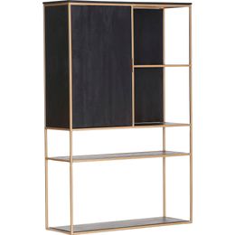 Highboard GUTMANN FACTORY, B:105cm H:160cm T:35cm, schwarz, Wohnzimmer, Sideboards, "Porto", Vitrine, Breite 105 cm
