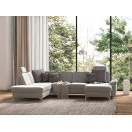 Sit & More Wohnlandschaft SIT & MORE, B:340cm H:89cm T:228cm, grau, Sofas, "Padua U-Form", inklusive Sitztiefenverstellung, Armteilfunktion und Federkern