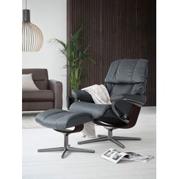 stressless "Reno" Set, Relaxsessel mit Hocker, mit Hocker, mit Cross Base, Gr&ouml;&szlig;e S, M & L, Holzakzent Braun