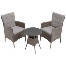 Konifera "Balkonset "Mailand"" Set, 2 Sessel, Tisch &Oslash; 50 cm, inkl. Auflagen, 7 Stk. tlg. Polyrattan, Tischplatte aus Sicherheitsglas, verzinkter Stahl