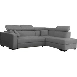 Ecksofa Home Affaire, B:267cm H:95cm T:198cm, grau, Struktur fein (100% Polyester);Struktur (100% Polyester);Samtstruktur (100% Polyester),