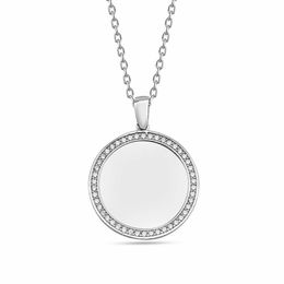 dKeniz Damen Kette mit Anh&auml;nger "925/- Sterling Silber rhodiniert Kreis Pl&auml;ttchen", 40cm+3cm, Silber 925 (Sterlingsilber), L: 43 B: 20mm, wei&szlig;,