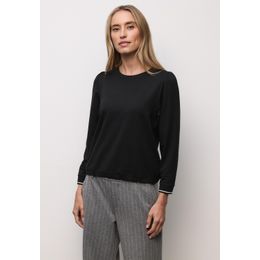 Street One Damen Langarmshirt, schwarz, Gr. 34, unifarben, Web, 48% Baumwolle, 48% Modal, 4% Elasthan, Shirts, im soften Baumwoll-Mix