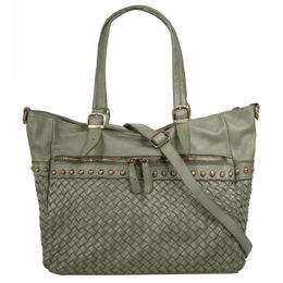 Samantha Look Damen Shopper, gr&uuml;n, Leder, Taschen, echt Leder, Made in Italy