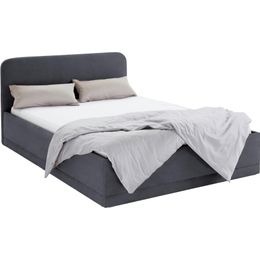 Polsterbett, B:130cm L:210cm, grau, Westfalia Schlafkomfort, Bezug Bett: wahlweise Microfaser (100% Polyester), Strukturstoff (77% Polyester, 23%