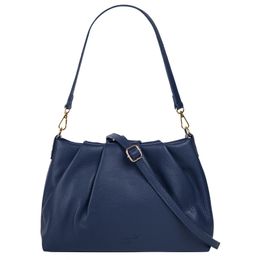 Samantha Look Damen Umh&auml;ngetasche, blau, Leder, leicht gl&auml;nzend, unifarben, Taschen, echt Leder, Made in Italy