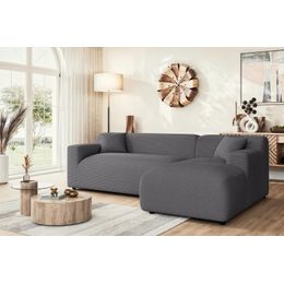 Ecksofa Home Affaire, B:256cm H:76cm T:160cm, grau, 100% Polyester, Wohnzimmer, Sofas, "LILLIANA Designsofa, L-Form mit Recamiere rechts/links