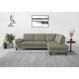 Sit & More Ecksofa SIT & MORE, B:261cm H:88cm T:179cm, grau, 100% Polyester, Wohnzimmer, Sofas, "Westham L-Form", mit Ottomane, mit oder ohne Bettfunktion,