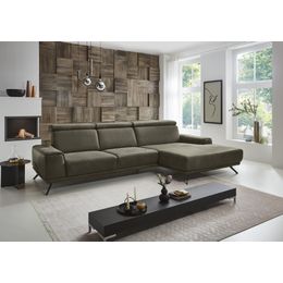 Ecksofa DIE PLANBAR, B:335cm H:89cm T:188cm, gr&uuml;n, Wohnzimmer, Sofas, "PN-EM22041 L-Form", wahlweise motorisches Canape oder Sitztiefenverstellung