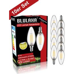 Blulaxa LED-Filament "Retro Multi", L:9,6cm &Oslash;:3,5cm, transparent, Leuchtmittel, 10er-Set, Promotion-Pack Kerzenform, Filament, klar