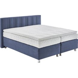Boxspringbett, B:195cm L:210cm, blau, Westfalia Schlafkomfort, Bezug: 100% Polyester;Polsterung: 100% Polyester, Komplettbetten, wahlweise mit