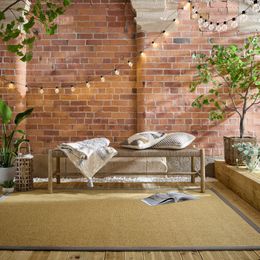 Teppich FLAIR RUGS, B:120cm H:6mm L:170cm, grau, Kunstfaser, Wohnzimmer, Teppiche, "Sisal Look", Sisal Look Border Indoor Outdoor Bodenl&auml;ufer Teppich