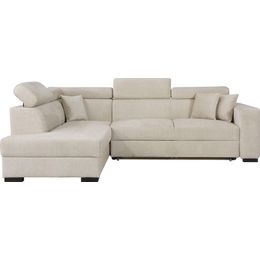 Ecksofa Home Affaire, B:267cm H:95cm T:198cm, beige, Struktur fein (100% Polyester);Struktur (100% Polyester);Samtstruktur (100% Polyester),