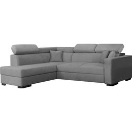 Ecksofa Home Affaire, B:267cm H:95cm T:198cm, silber, Struktur fein (100% Polyester);Struktur (100% Polyester);Samtstruktur (100% Polyester),