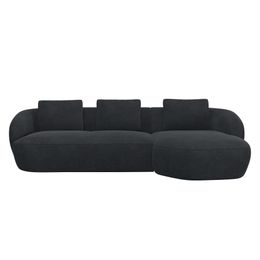 Wohnlandschaft FLEXLUX, B:276cm H:85cm T:146cm, grau, Sofas, "Torino, rund, L-Form, Sofa-Ecke mit Recamiere, Longchair-Sofa", Modernes, organisches