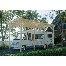Einzelcarport Konifera, beige, Carports, "Neptun II", f&uuml;r Wohnmobile, Leimholz naturbelassen, PET-Flachdach lichtdurchl&auml;ssig