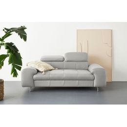 2-Sitzer COTTA, B:196cm H:72cm T:105cm, grau, Softlux-Kunstleder;NaturLeder (echtes Rindsleder);Luxus-Microfaser (100% Polyester), Sofas, "Chef",