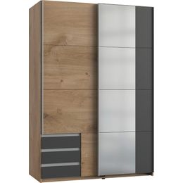 Schwebet&uuml;renschrank wimex, B:135cm H:198cm T:64cm, grau, Schr&auml;nke, "Emden moderner Kleiderschrank mit Spiegel und Schubladen BESTSELLER",