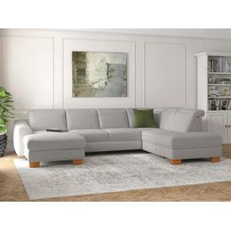 Sit & More Wohnlandschaft SIT & MORE, B:338cm H:86cm T:219cm, silber, Sofas, "Dundee U-Form", mit Federkern und Massivholzf&uuml;&szlig;en, wahlweise mit