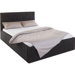 Polsterbett, schwarz, Westfalia Schlafkomfort, Bezug Bett: 100% Polyester;Bonnell-Federkernmatratze: 51% Polypropylen, 39% Polyester, 10%