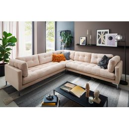 Wohnlandschaft TRENDS BY HG, B:265cm H:75cm T:265cm, beige, Sofas, "Landau U-Form", in Cord-Stoff mit Metallfu&szlig;