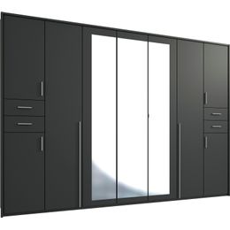 Dreht&uuml;renschrank wimex, B:316cm H:210cm T:58cm, grau, Schr&auml;nke, "Vegas", inklusive Passepartout-Rahmen, mit Spiegelt&uuml;ren und Schubladen