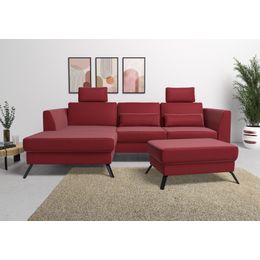 Sit & More Ecksofa SIT & MORE, B:261cm H:88cm T:172cm, rot, 100% Polyester, Wohnzimmer, Sofas, "Olsen L-Form", inklusive Sitztiefenverstellung, wahlweise mit