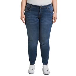 Tom Tailor PLUS Damen Slim-fit-Jeans, blau, Gr. 44, Denim/Jeans, Obermaterial: 91% Baumwolle, 7% Polyester, 2% Elasthan, Jeans