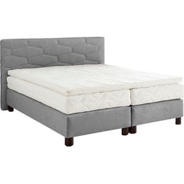 Boxspringbett, B:175cm L:210cm, grau, Westfalia Schlafkomfort, Bezug: 80% Baumwolle/20% Polyester, Komplettbetten, wahlweise mit Topper