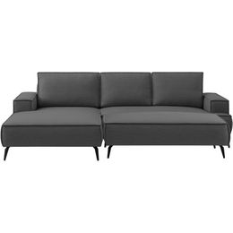 Home Affaire Wohnlandschaft OTTO HOME, B:275cm H:83cm T:173cmanthrazit, Sofas, "TVINNU Leinenoptik, L-Form, 275 cm, mit Hocker", stellbar zum Schlafsofa