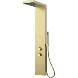 Duschs&auml;ule MARWELL, H:125cm T:6,5cm, gold, Edelstahl, Brausegarnituren, "Essenza gold", Edelstahl Regendusche, 125x20 cm