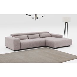 Ecksofa COTTA, B:304cm H:71cm T:186cm, grau, 100% POLYESTER (PES), Wohnzimmer, Sofas, "Side L-Form, mit Kopfteilverstellung & 3 Nierenkissen",